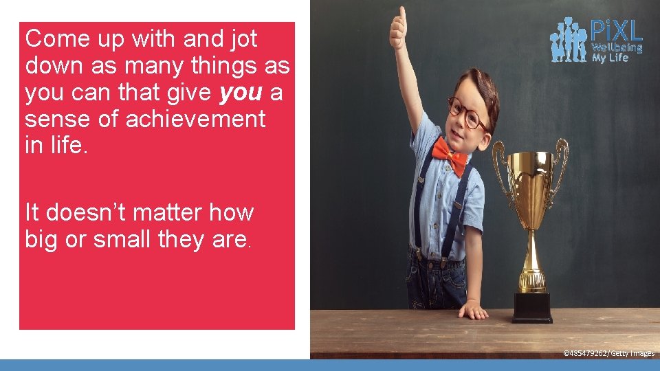 Think about your achievements Understand the importance of