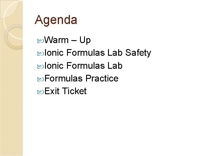 Ionic Formulas Lab Objectives Correctly Apply Naming Rules