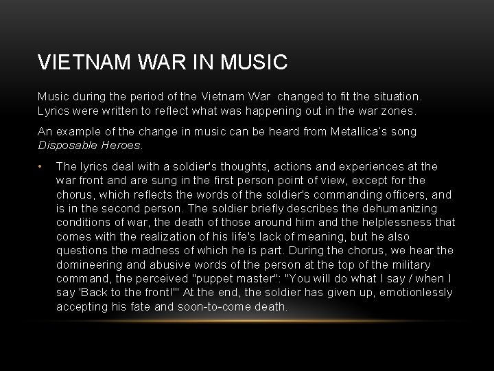 VIETNAM IN ENTERTAINMENT By Jacob Hale VIETNAM WAR