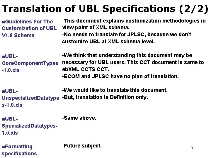 OASIS UBL TC Copenhagen Meeting UBL JPLSC Report