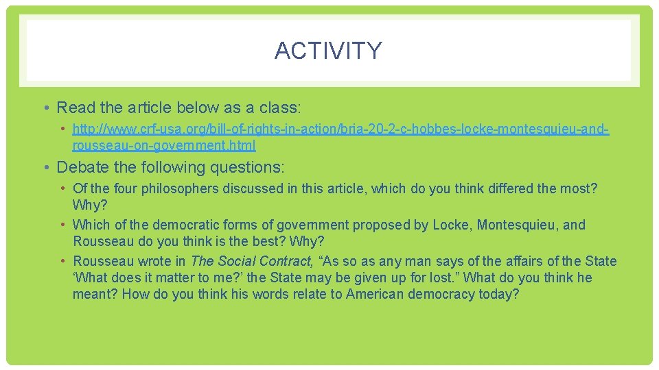 LESSON 4 UNIT 1 ESTABLISHING OUR GOVERNMENT Essential