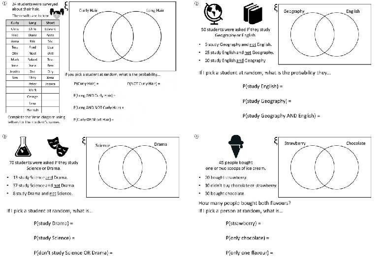 Venn Diagrams Probability Worksheet A The worksheet is