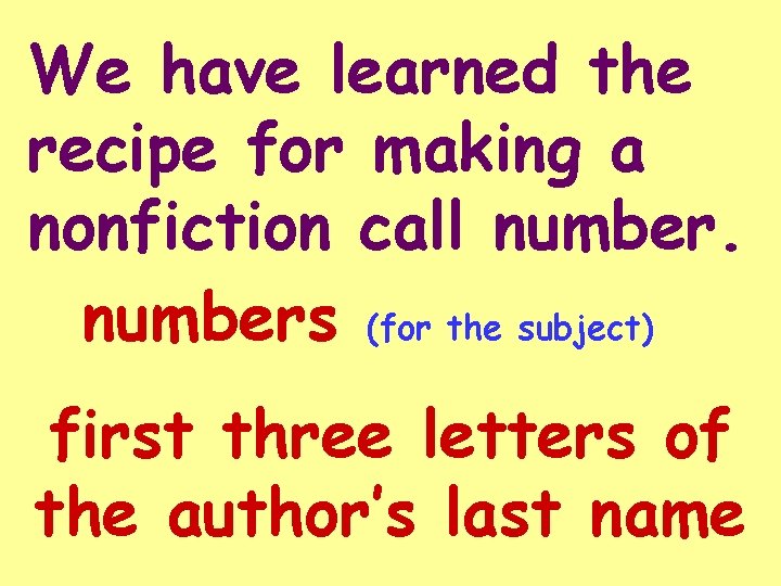 The Numbers in Nonfiction We have learned the