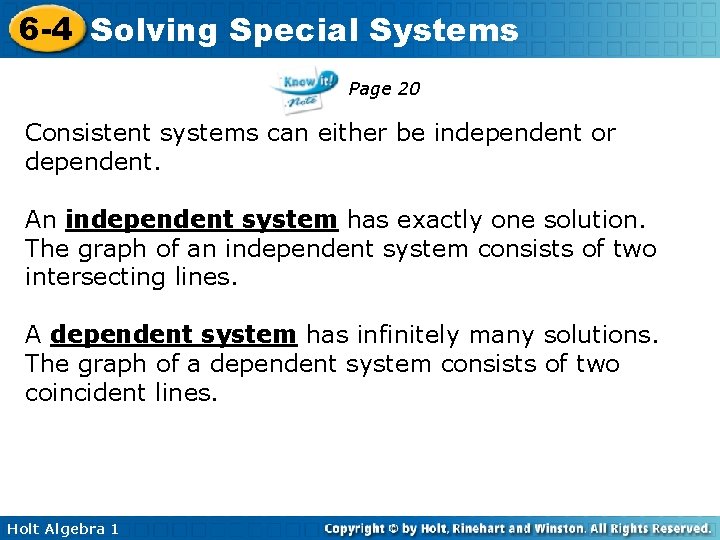 6 4 Solving Special Systems Lesson Objectives I