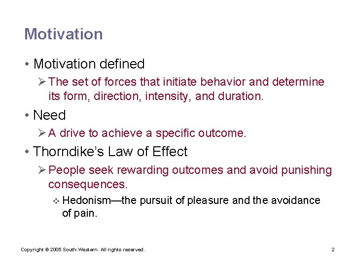 Chapter 10 Motivation Power Point Presentation by Charlie