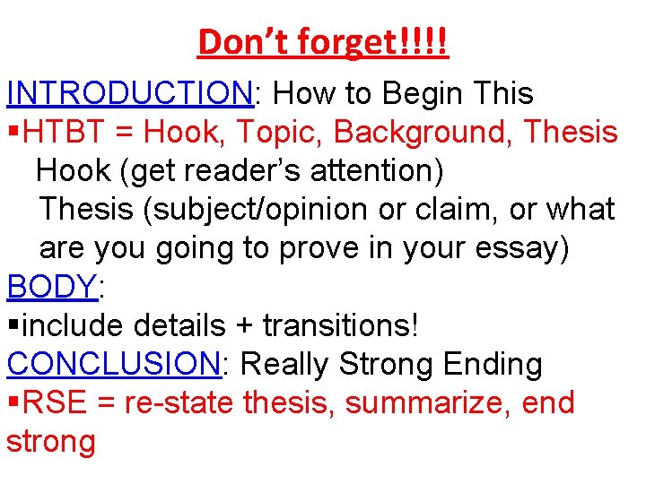 THE ABC STRATEGY for writing a timed essay