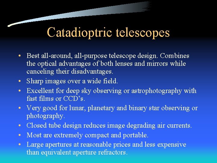 Telescopes Chapter 3 Objectives To know the general