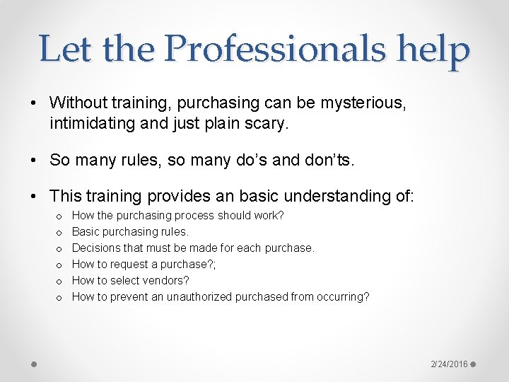 MAKING A SUCCESSFUL PURCHASE Prepared by the Contracts