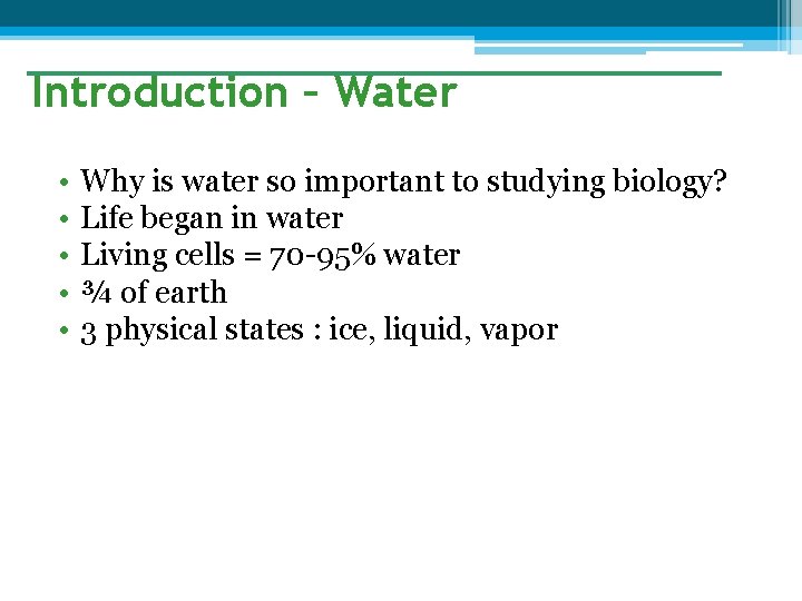 Water Essential Questions Whats so great about water