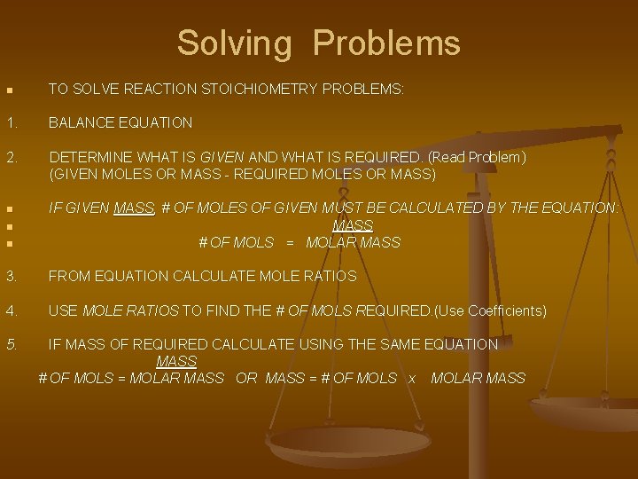 CHAPTER 9 STOICHIOMETRY IS THE BRANCH OF CHEMISTRY