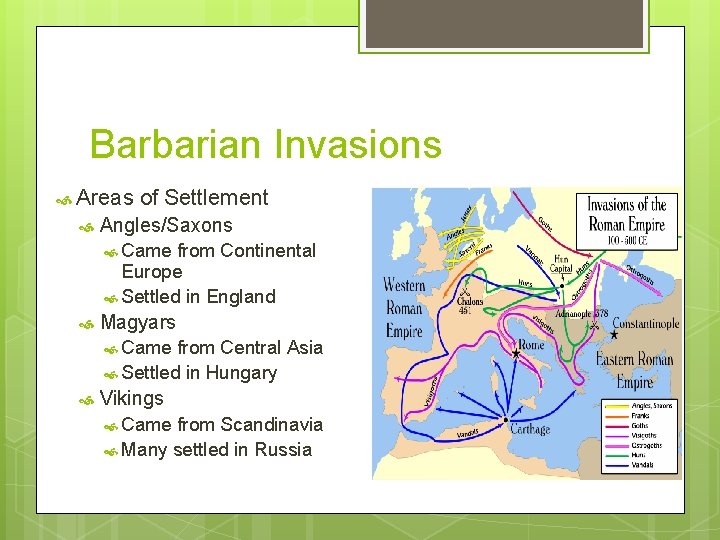 The Early Middle Ages Germanic Invasion Notes Objectives