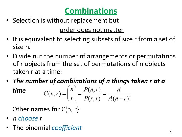 5 3 Permutations and Combinations Urn models We