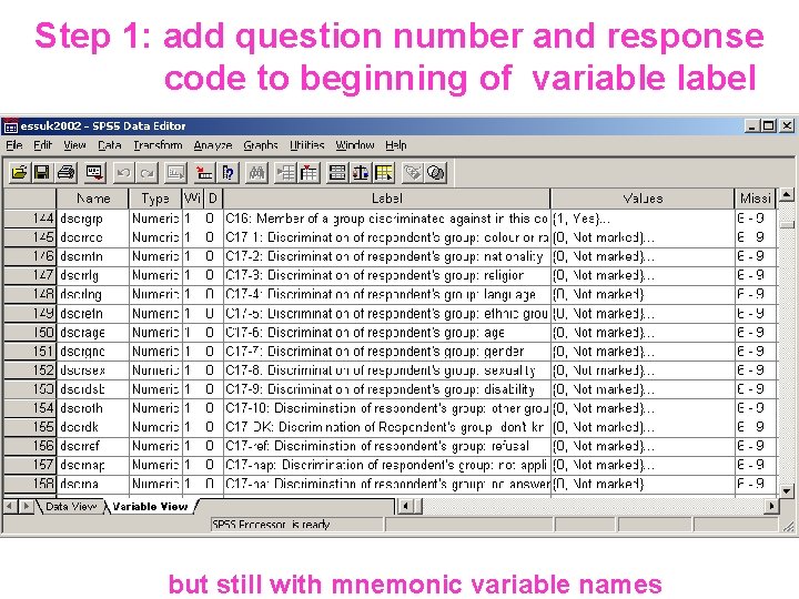 Part 3 European Social Survey 2002 Variable names