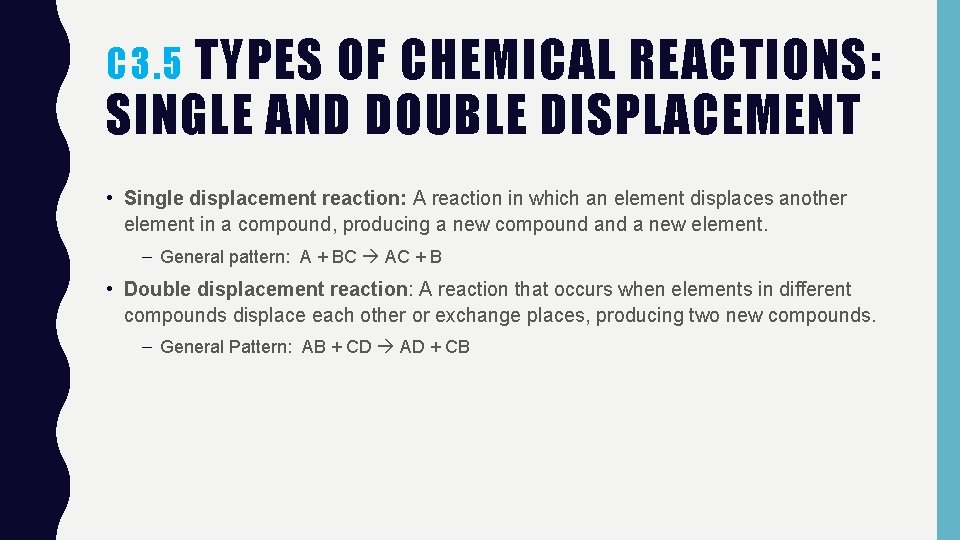 DESCRIBING CHEMICAL REACTIONS C 2 3 A chemical