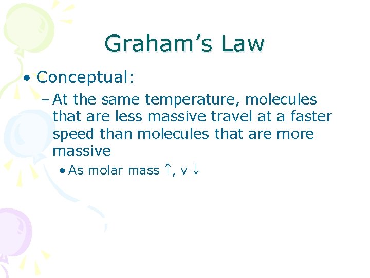 Grahams Law Bromfield Honors Chemistry Diffusion and Effusion