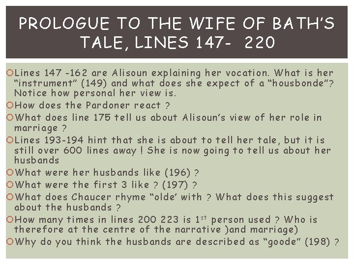 THE WIFE OF BATHS PROLOGUE TO HER TALE