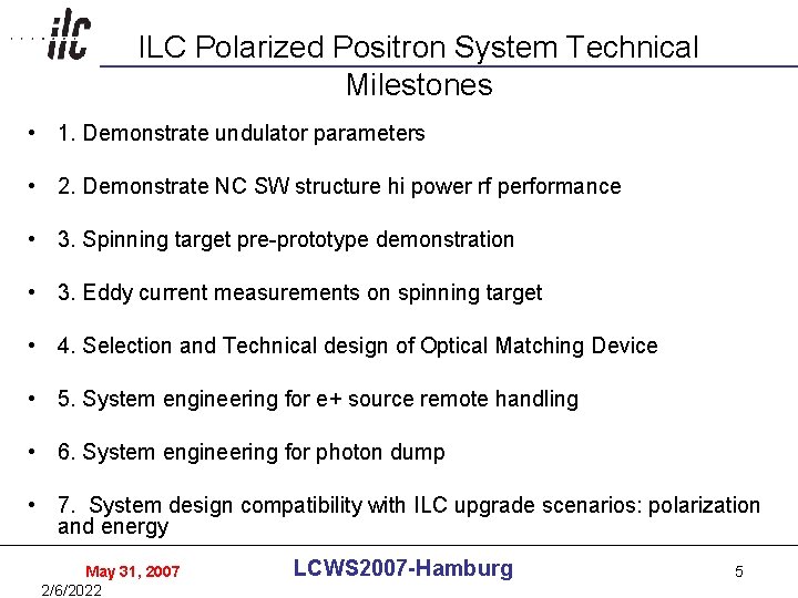 ILC Positron Systems EDR Baseline Milestones and Timeline