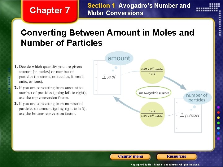 Chapter 7 The Mole and Chemical Composition Table