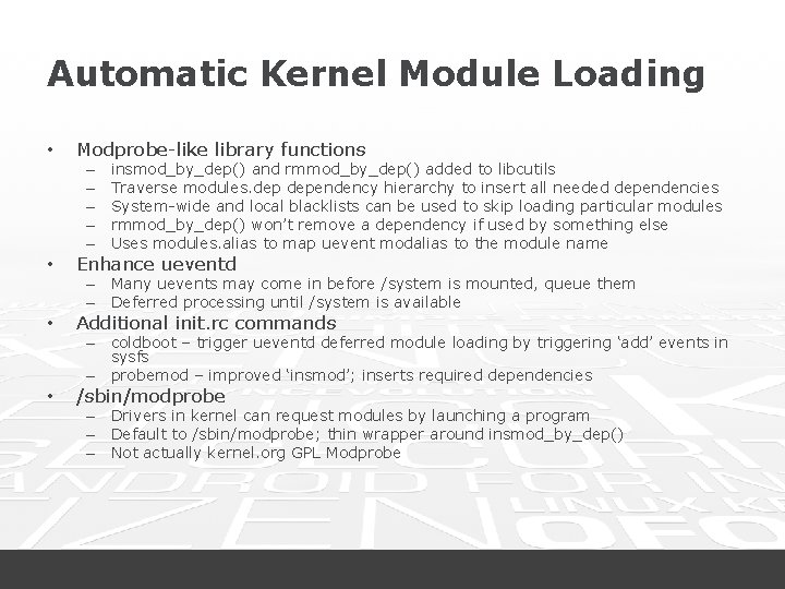 AndroidIA Scalability Features To Support A Single Build