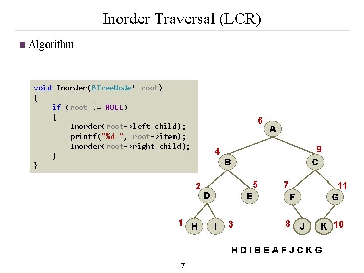 Binary Tree Traversal Traversal of Binary Tree n