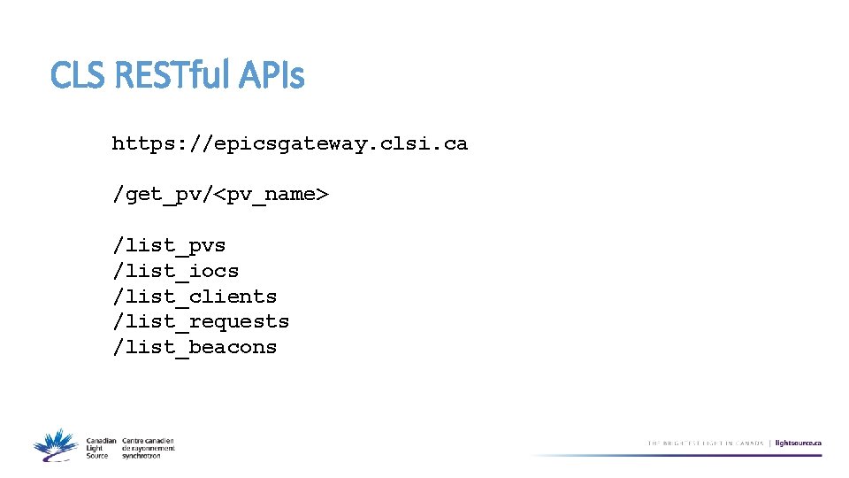 EPICS Web Services at the Canadian Light Source
