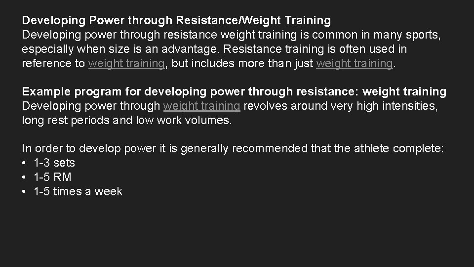 Anaerobic Training Power and Speed Developing power through