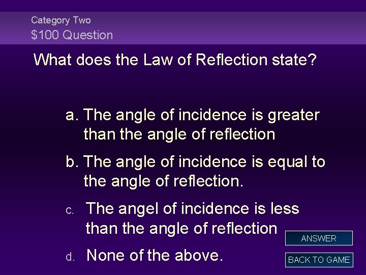 Unit 7 Jeopardy Review Refraction of Light between