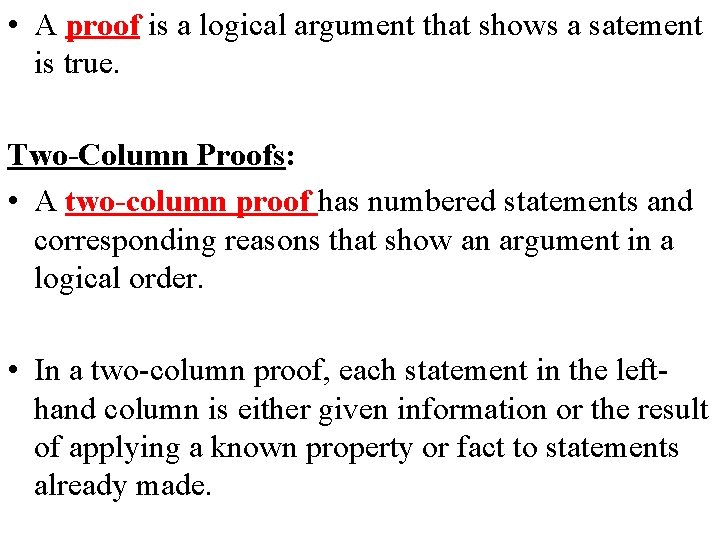Chapter 2 6 Notes Prove Statements about Segments