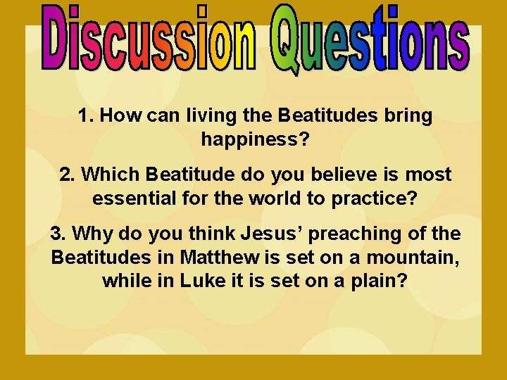 Christian Moral Life The Beatitudes and the Ten