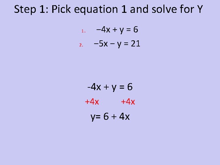Solving Systems of Linear Equations Substitution Method Objective