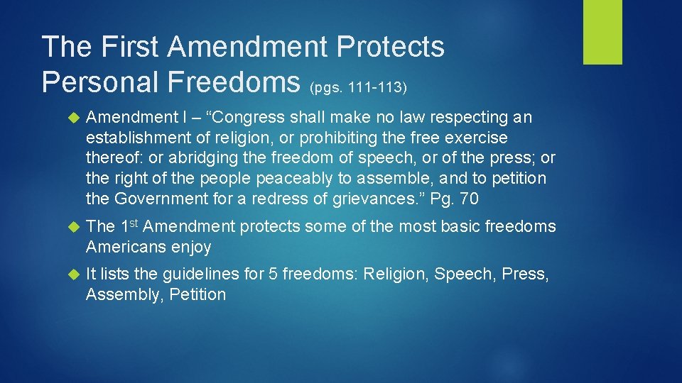 Chapter 4 Section 1 The Bill of Rights