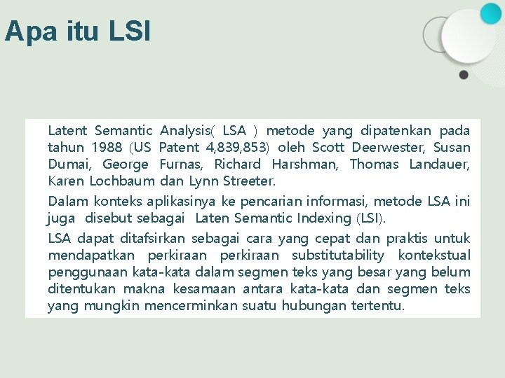 TBI Laten Semantic Indexing LSI Apa itu LSI