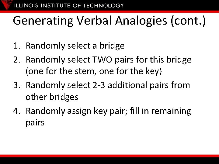 Automatic Generation of Verbal Analogy Items Alan D