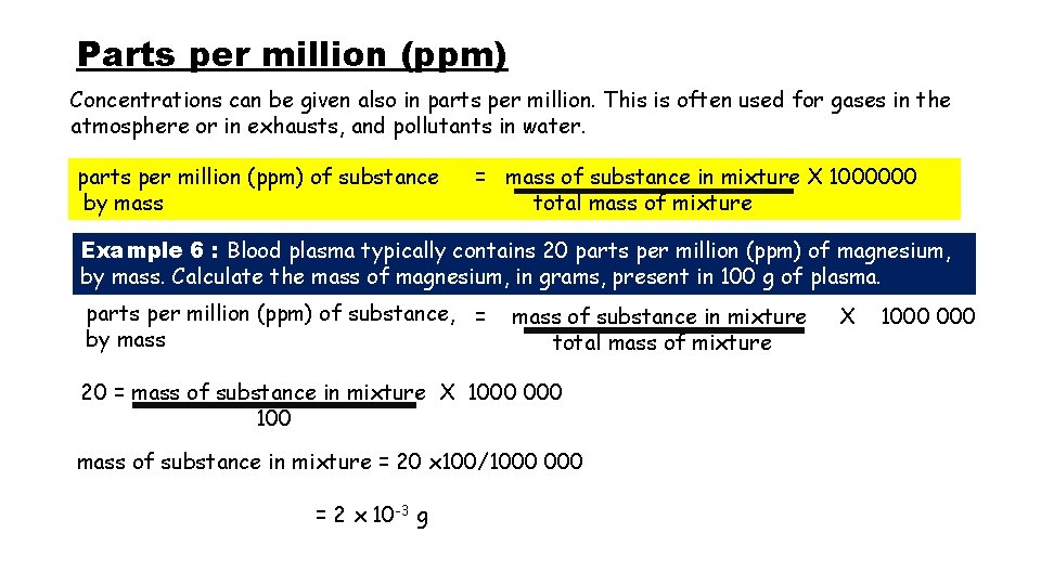 Formulae equations and amounts of substance DEFINITION The