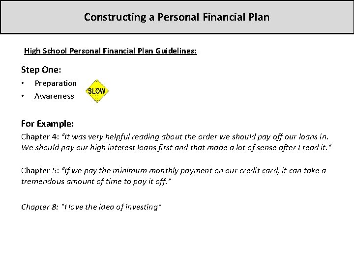 Constructing a Personal Financial Plan BUT what is