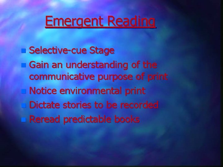 Young Children Emerge Into Reading By Dawn Gallondorn