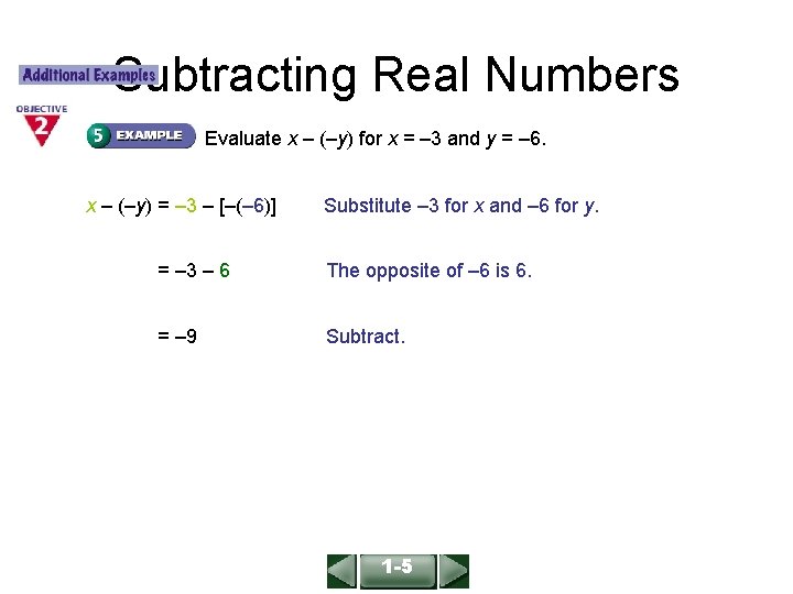 ALGEBRA 1 LESSON 1 5 Subtracting Real Numbers