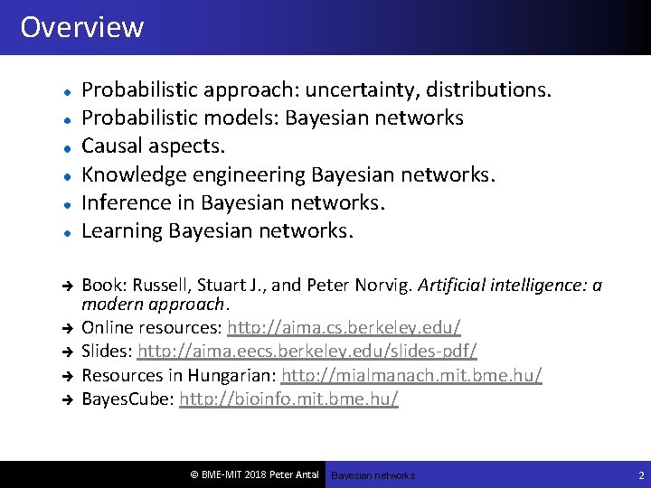 Artificial intelligence methods and their applications Bayesian networks