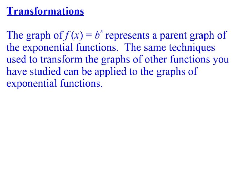 Section 7 1 Graphing Exponential Functions Objectives 1
