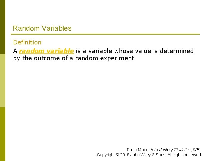 CHAPTER 5 DISCRETE RANDOM VARIABLES AND THEIR PROBABILITY