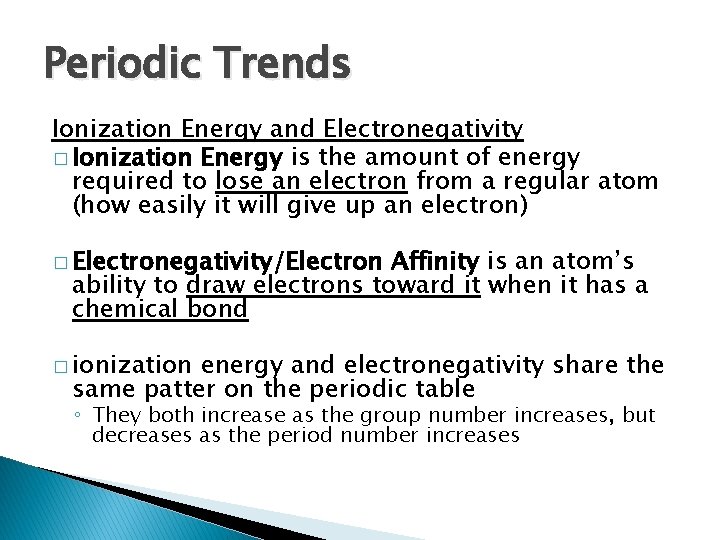 The Periodic Table Periodic Trends Atomic Radius radius