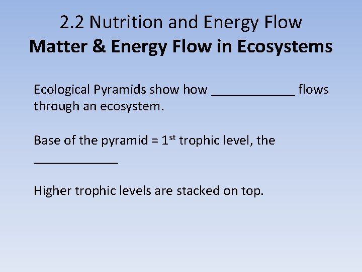 Biology Chapter Two Principles of Ecology 2 1