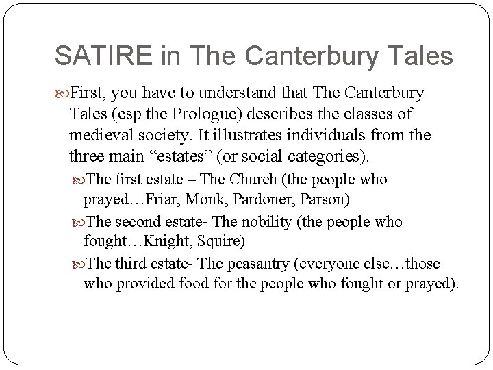 Satire In The Canterbury Tales AND Current Political
