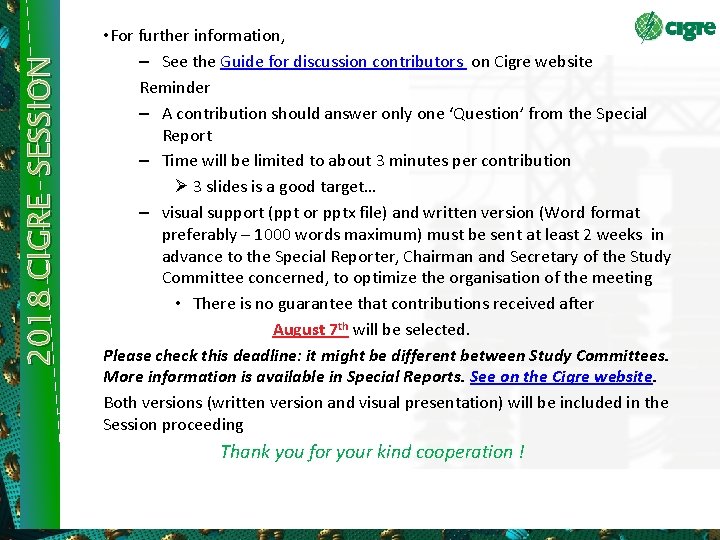 2018 CIGRE SESSION CONTRIBUTION TEMPLATE SLIDES Please use