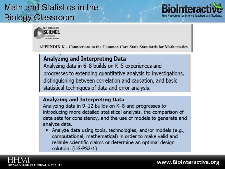 Math and Statistics in the Biology Classroom Paul