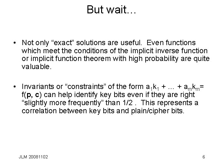 Cryptanalysis Lecture 11 Boolean Functions And Cryptanalysis John