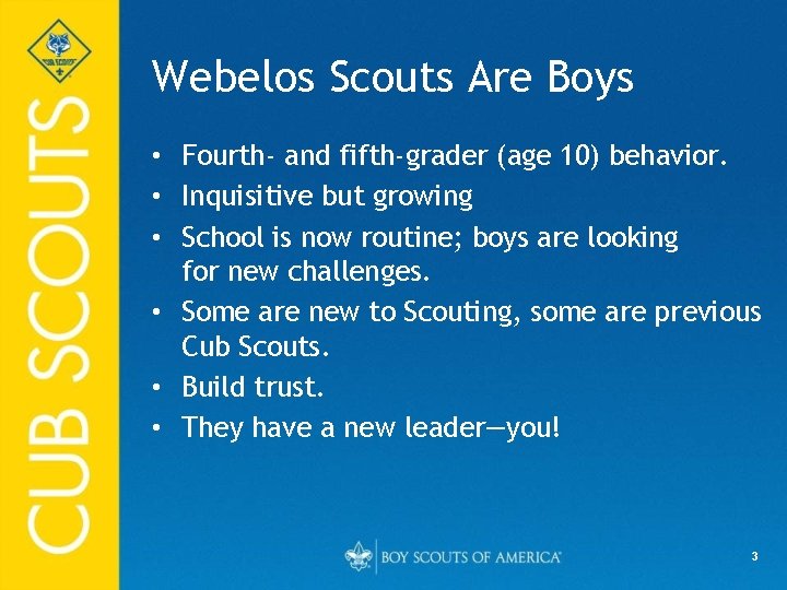 Webelos and Arrow of Light Den 1 Lets