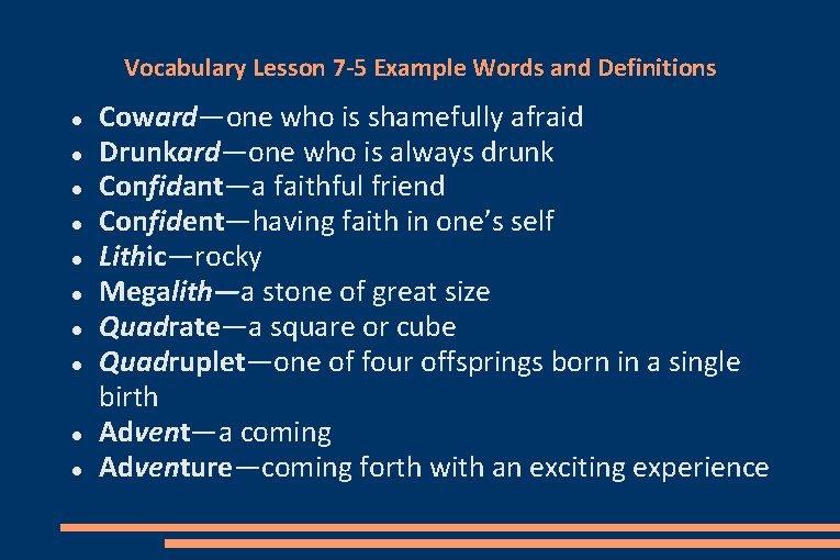 Vocabulary Lesson 7 5 Please get ready to