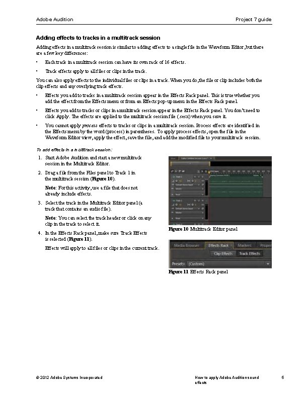 Adobe Audition Project 7 guide How to apply