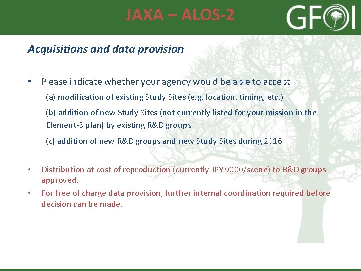 JAXA contributions to RD Support strategy Element 3